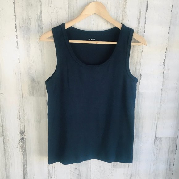 Three Dots | Tops | Nwot 46 Essential Heritage Knit Rocker Tank Navy ...